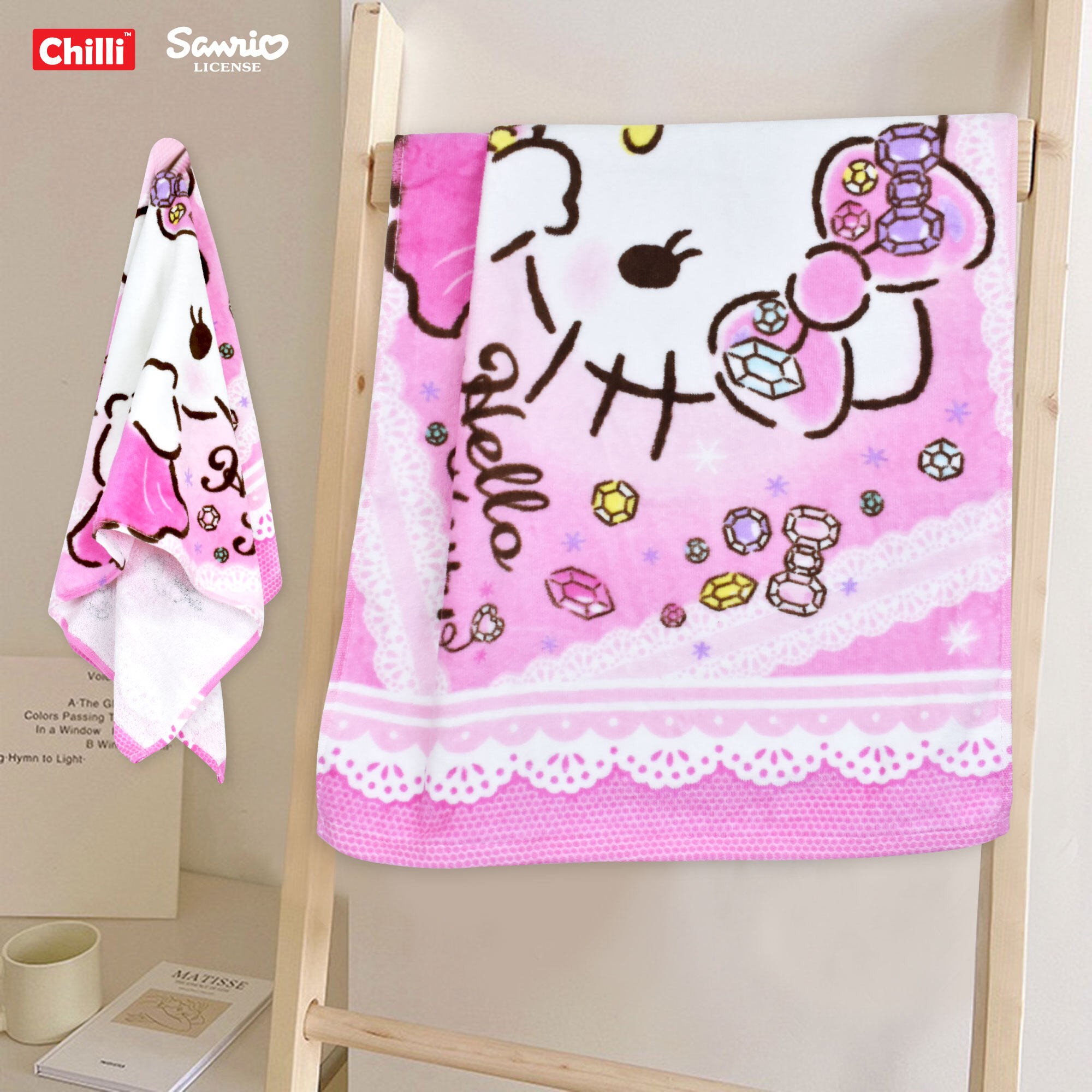 Hello Kitty KT-8040 : chilli ผ้าขนหนู ผ้าเช็ดหน้า