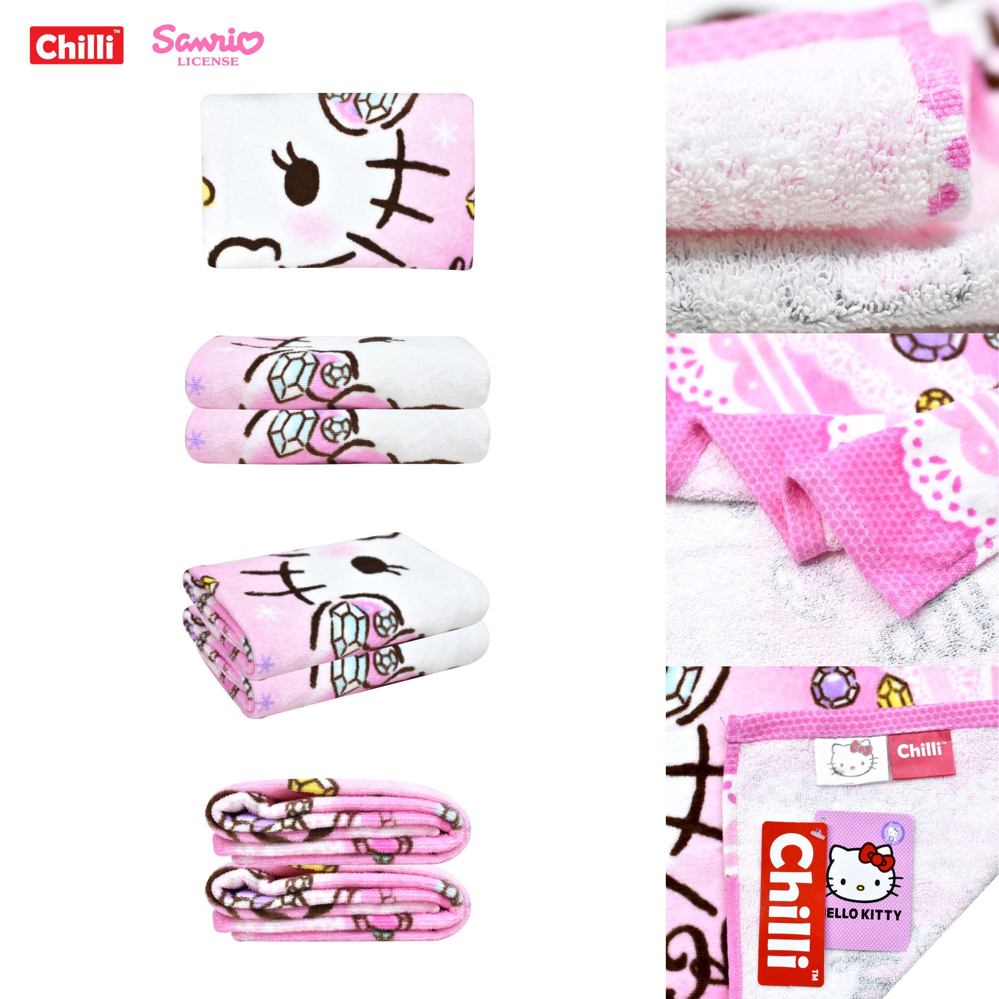 Hello Kitty KT-8040 : chilli ผ้าขนหนู ผ้าเช็ดหน้า