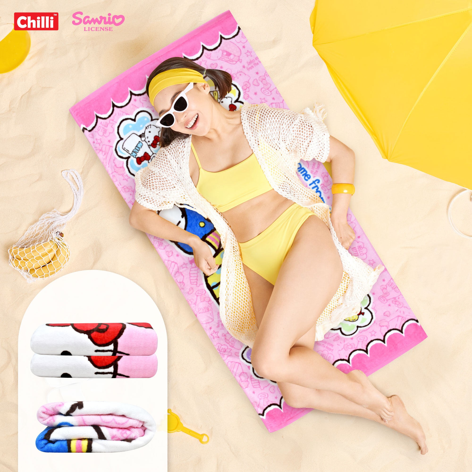 Hello Kitty KT-7056 : chilli ผ้าขนหนู ผ้าเช็ดหน้า